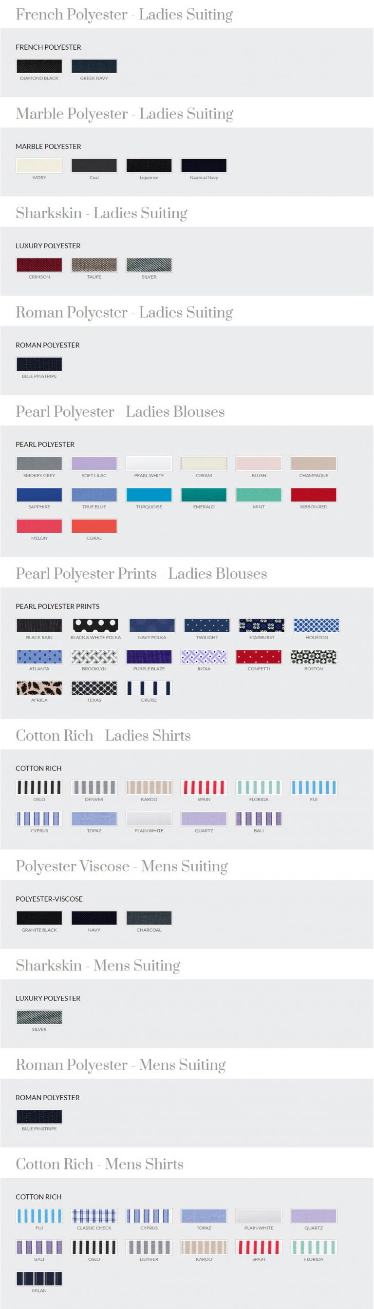 Colour Chart | Unifit